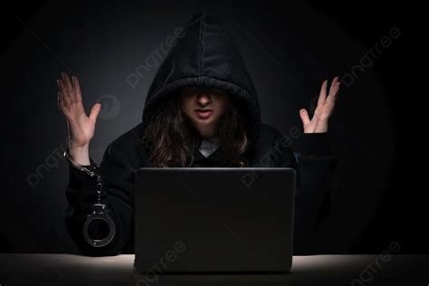 The Female Hacker Hacking Security Firewall Late In Office Female