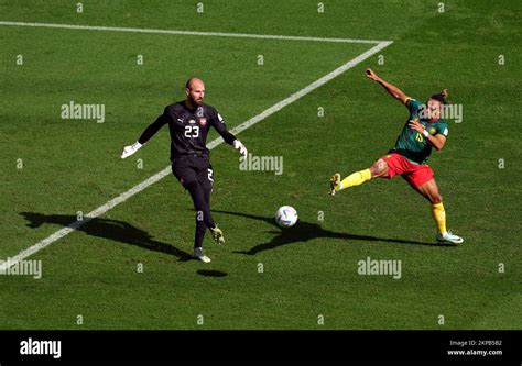 Serbia Goalkeeper Vanja Milinkovic Savic Clears The Ball Under Pressure