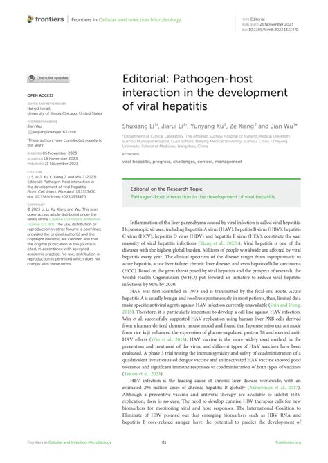 Pdf Editorial Pathogen Host Interaction In The Development Of Viral
