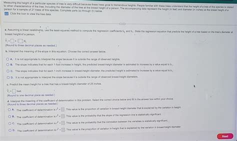 Solved Person For A Sample Of 21 Trees Of This Species
