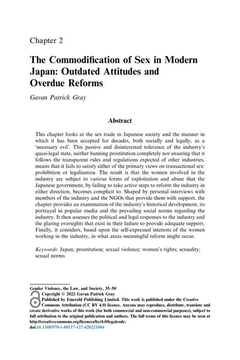 PDF The Commodification Of Sex In Modern Japan Outdated Attitudes And Overdue Reforms