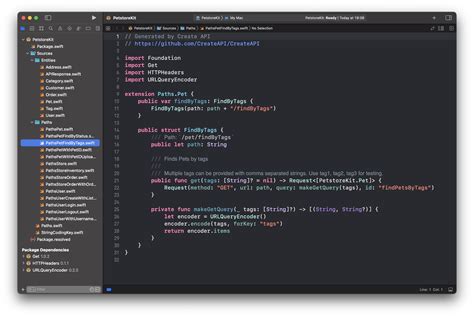 a screenshot of xcode focusing on a swift source file within the newly