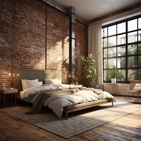 Industrial Bedroom Design Ideas — Brick Steel And Loft Ceilings That