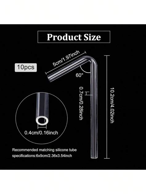 10 Packs 4x2 Inch 60 Degree Glass Delivery Tube Hole 4mm Curved Bent