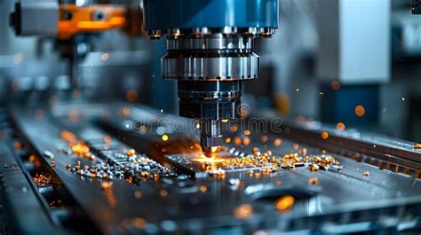 Metalworking Precision Cnc Machine At Work Concept Metalworking