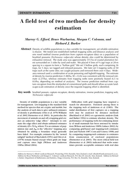 Pdf A Field Test Of Two Methods For Density Estimation
