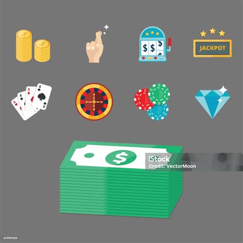 카지노 게임 포커 도박꾼 기호 블랙 잭 카드 돈 승리 룰렛 조커 벡터 일러스트 Sport Set에 대한 스톡 벡터 아트 및 기타