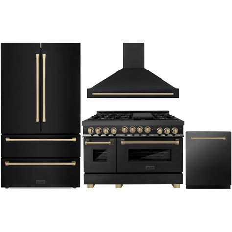 Zline Autograph Edition 4 Piece Appliance Package 48 Inch Dual Fuel