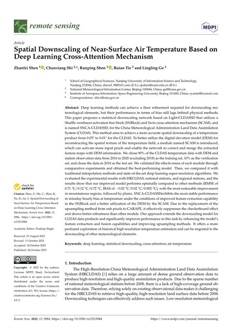 Pdf Spatial Downscaling Of Near Surface Air Temperature Based On Deep