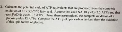 Solved Calculate The Potential Yield Of ATP Equivalents That Chegg Com