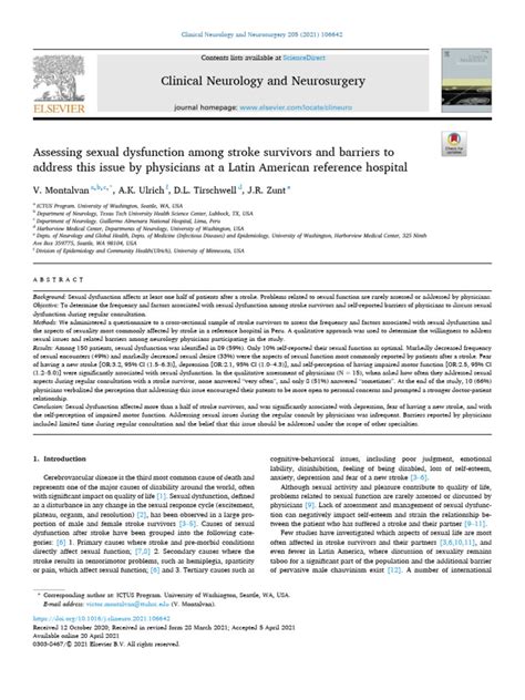 Assesing Sexual Dysfuntion Among Stroke Survivors And Barriers Pdf