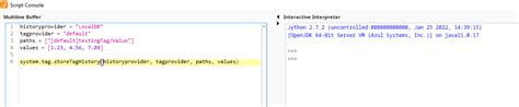 error when using `system tag storetaghistory` ignition inductive