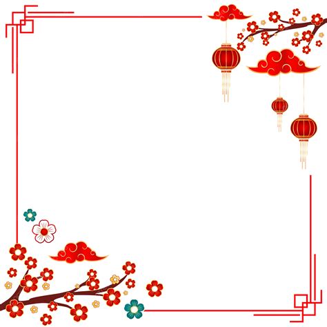설날 붉은 황금 매화 구름 테두리 벡터 중국의 설날 중국 장식 봄 축제 Png 일러스트 및 벡터 에 대한 무료 다운로드