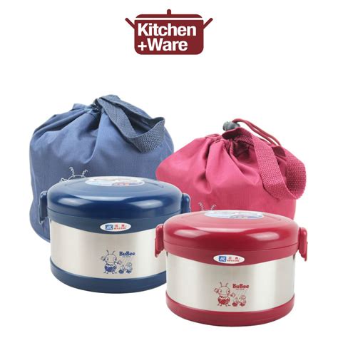 [taiwan] Bubee Vacuum Thermo Pot 0 95l 2 Tier Stainless Steel Carrier Food Container Soup