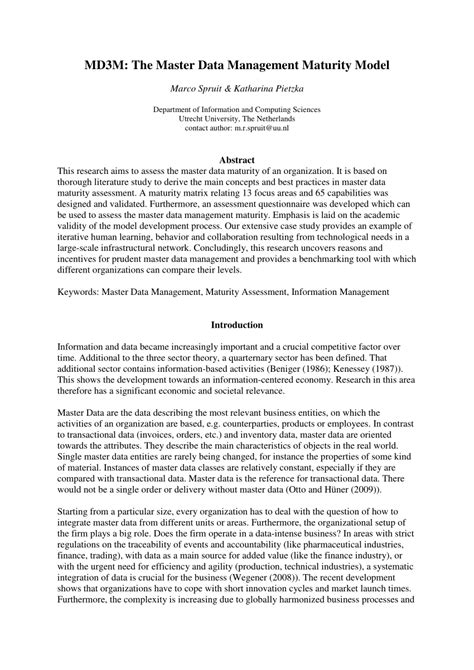 Pdf Md3m The Master Data Management Maturity Model