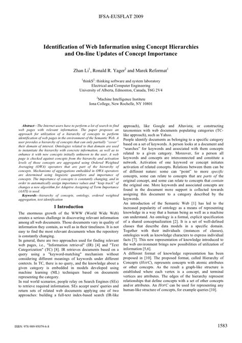 Pdf Identification Of Web Information Using Concept Hierarchies And On Line Updates Of Concept