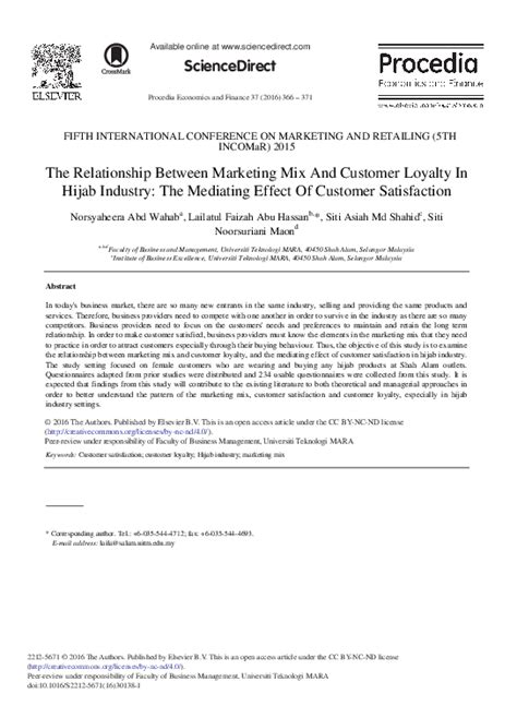 Pdf The Relationship Between Marketing Mix And Customer Loyalty In