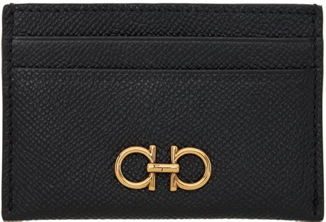 Ferragamo Salvatore Gancini Credit Card In Black Modesens