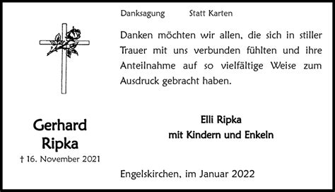 Traueranzeigen von Gerhard Ripka | WirTrauern