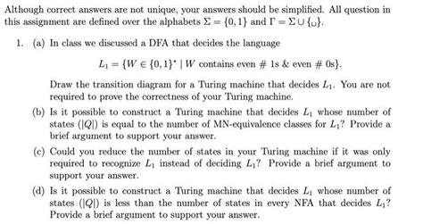 Solved Although Correct Answers Are Not Unique Your Answers Chegg Com
