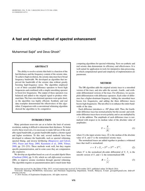 Pdf A Fast And Simple Method Of Spectral Enhancement