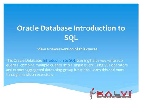 Ppt Oracle Database Introduction To Sql Powerpoint Presentation Free Download Id8371106