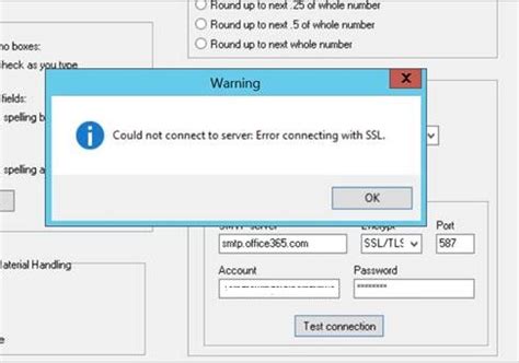 Receiving Warning Message Could Not Connect To Server Error Connecting With SSL In The