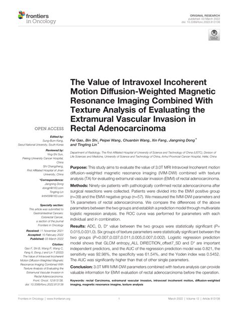 Pdf The Value Of Intravoxel Incoherent Motion Diffusion Weighted Magnetic Resonance Imaging