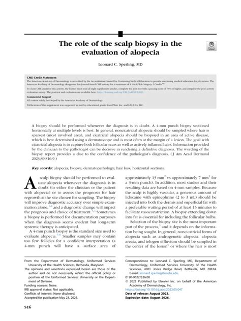The Role Of The Scalp Biopsy In The Evaluation Of Pdf Hair Loss