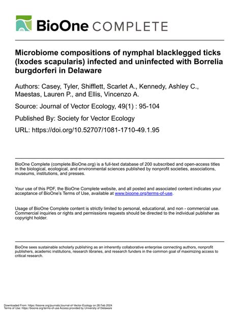 Pdf Microbiome Compositions Of Nymphal Blacklegged Ticks Ixodes Scapularis Infected And