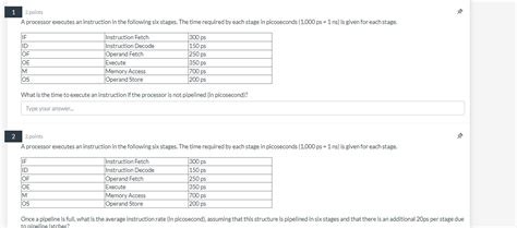 Solved 1 2 Points A Processor Executes An Instruction In The