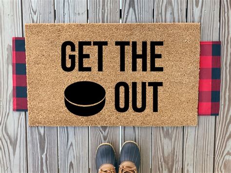 Get The Puck Out Hockey Doormat Funny Hockey Doormat Funny Doormats