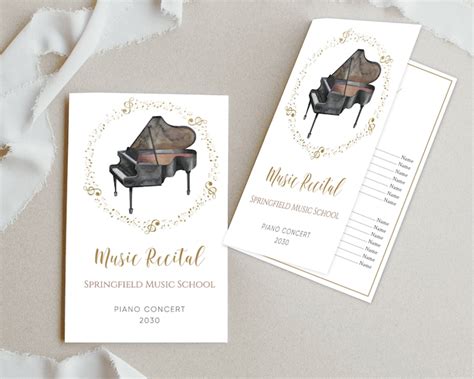 Music Recital Program Editable Template Grand Piano Watercolor Etsy