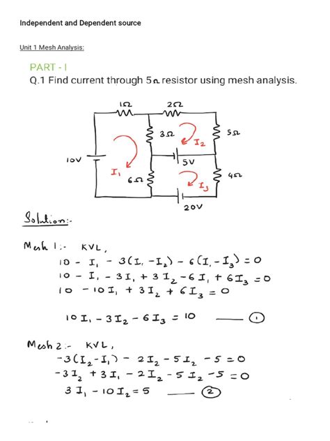 Independent And Dependent Source Unit 1 Mesh Analysis Pdf