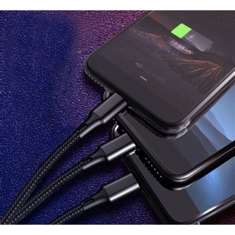 3 в 1 кабел за данни за всички видове устройства с Micro Usb Usb C Lightning конектори 2 4a