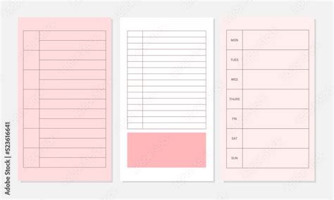 Simple Style Memo Notepad Template Planner Note Frame Illustration Set Ready To Print To Do