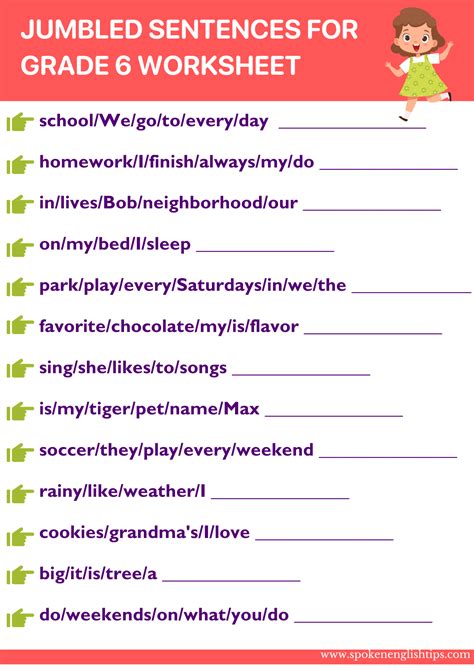 jumbled sentences for class 6 august 2025