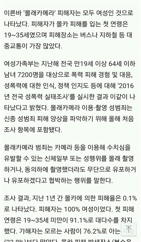 몰카 피해자 100 여성 피해장소 1위 버스·지하철 인스티즈instiz 인티포털 카테고리