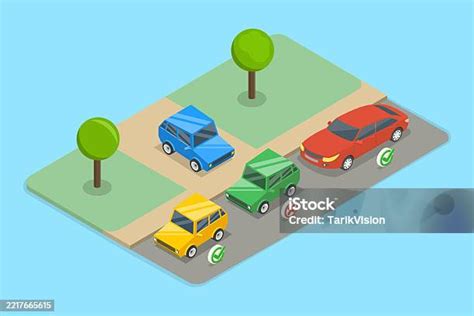 3d 아이소 메트릭 플랫 벡터 나쁜 주차 예제의 일러스트 레이 션 3차원 형태에 대한 스톡 벡터 아트 및 기타 이미지 3차원 형태 검사자 교통 Istock