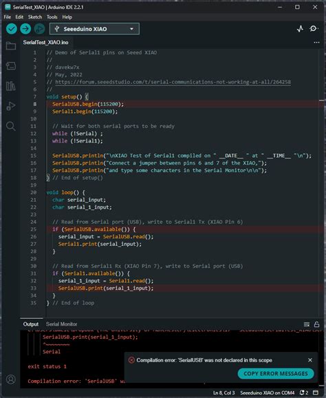 Serialusb Is Not Declared In This Scope Xiao Adcdac Example · Issue