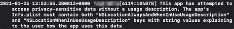 This App Has Attempted To Access Privacy Sensitive Data Without A Usage Description” Error