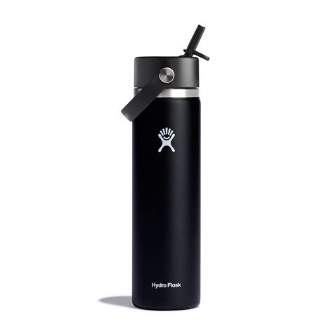 Hydro Flask Water Bottles Big Sale Black 24 Oz Wide Mouth With Flex Straw Cap