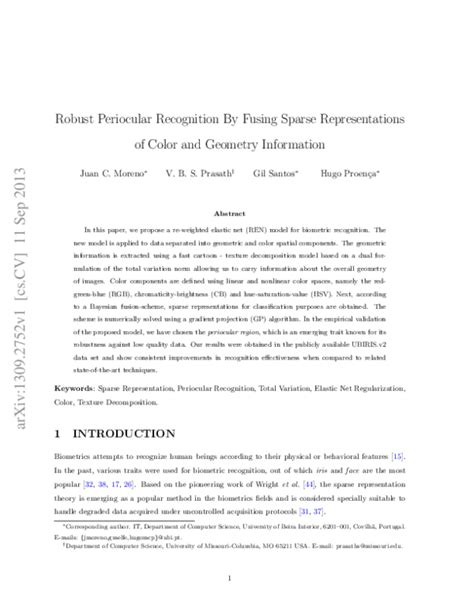 Pdf Robust Periocular Recognition By Fusing Sparse Representations Of