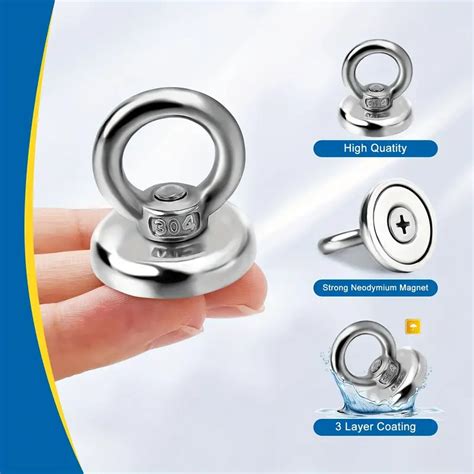 3개 네오디뮴 낚시 자석 아이볼트가 있는 영구 희토류 자석 100 Lbs45 Kg 강 및 자기 낚시에서 Temu Republic Of Korea