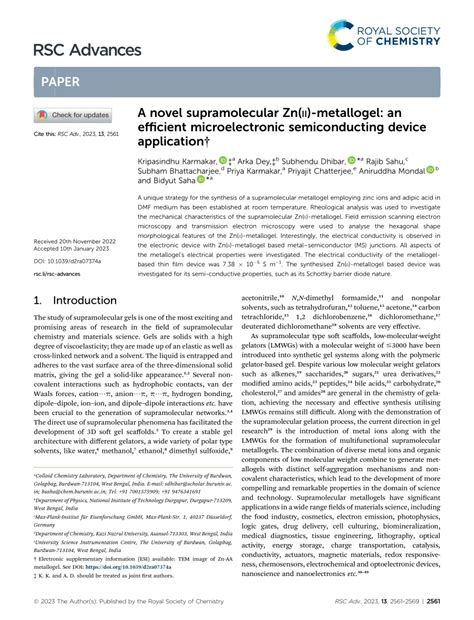 Pdf A Novel Supramolecular Zn Ii Metallogel An Efficient Microelectronic Semiconducting