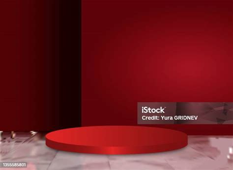 무대 제품과 최소한의 빨간색 벽배경 벡터 3d 빨간색 렌더링 빨강에 대한 스톡 벡터 아트 및 기타 이미지 빨강 배경 주제 컴퓨터 그래픽 Istock