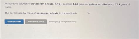 Solved An Aqueous Solution Of Potassium Nitrate Kno3