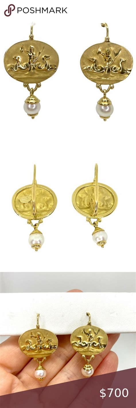 Tagliamonte 18k Gold Intaglio And Pearl Earrings Saltwater Pearl
