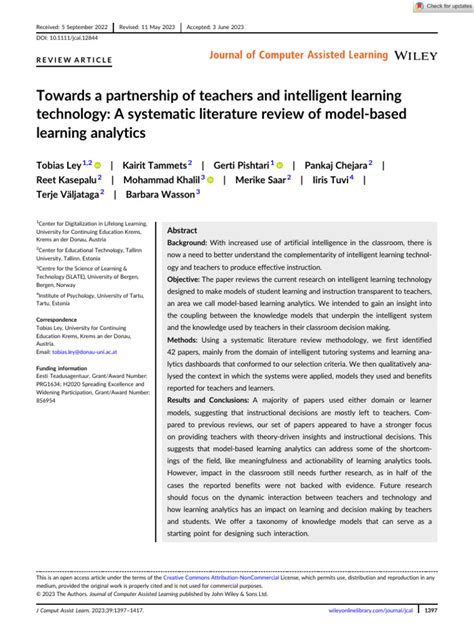 Computer Assisted Learning 2023 Ley Towards A Partnership Of