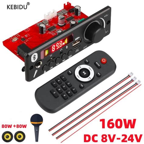 2 80W Amplifier Bluetooth MP3 Decoder Board 12V MP3 Player Car FM Radio Module TF Microphone